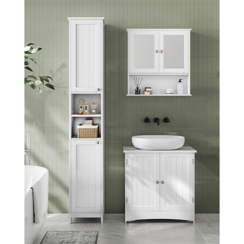 Tall Bathroom Cabinet with Lights Slim Bathroom Storage Cabinet Freestanding Narrow Storage Unit Winston Porter